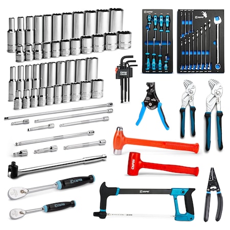 Capri Tools Apprentice Mechanics Tool Set, 91-Piece, SAE with 12-Point Sockets CP-APPRENTICE ...